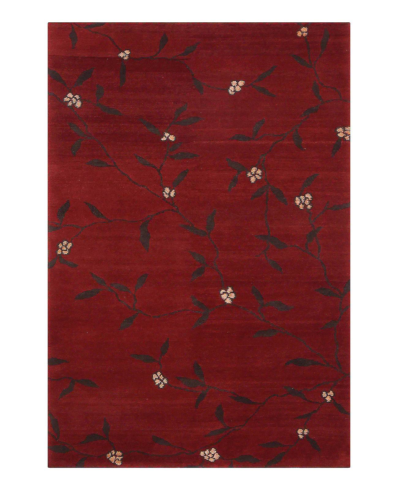 Climbing Blossom Transitional Wool and Art Silk Hand Knotted Cinnamon ...